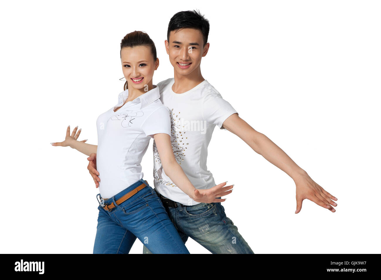 Studio shot young man dancing Stock Photo - Alamy