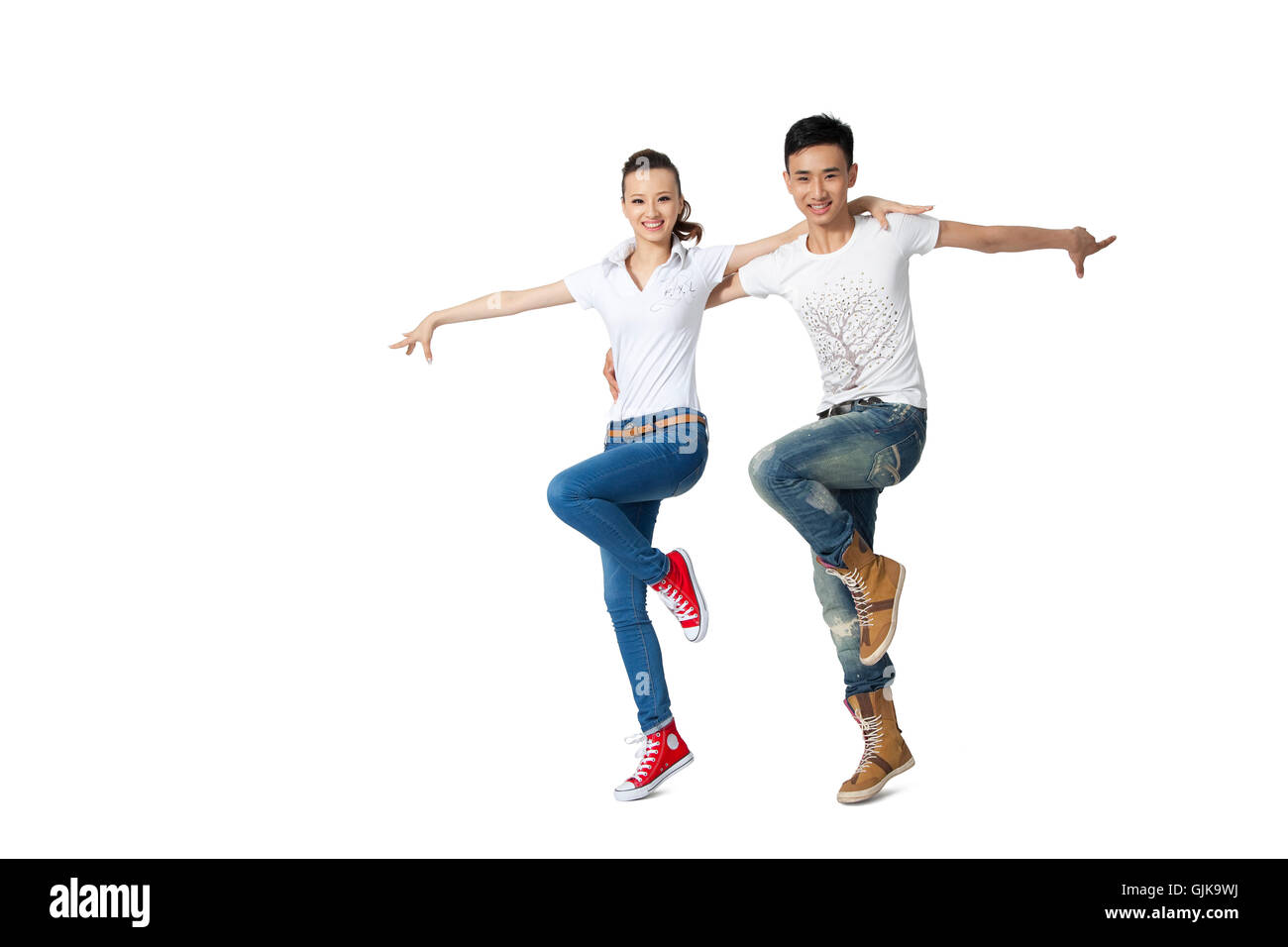 Studio shot young man dancing Stock Photo - Alamy