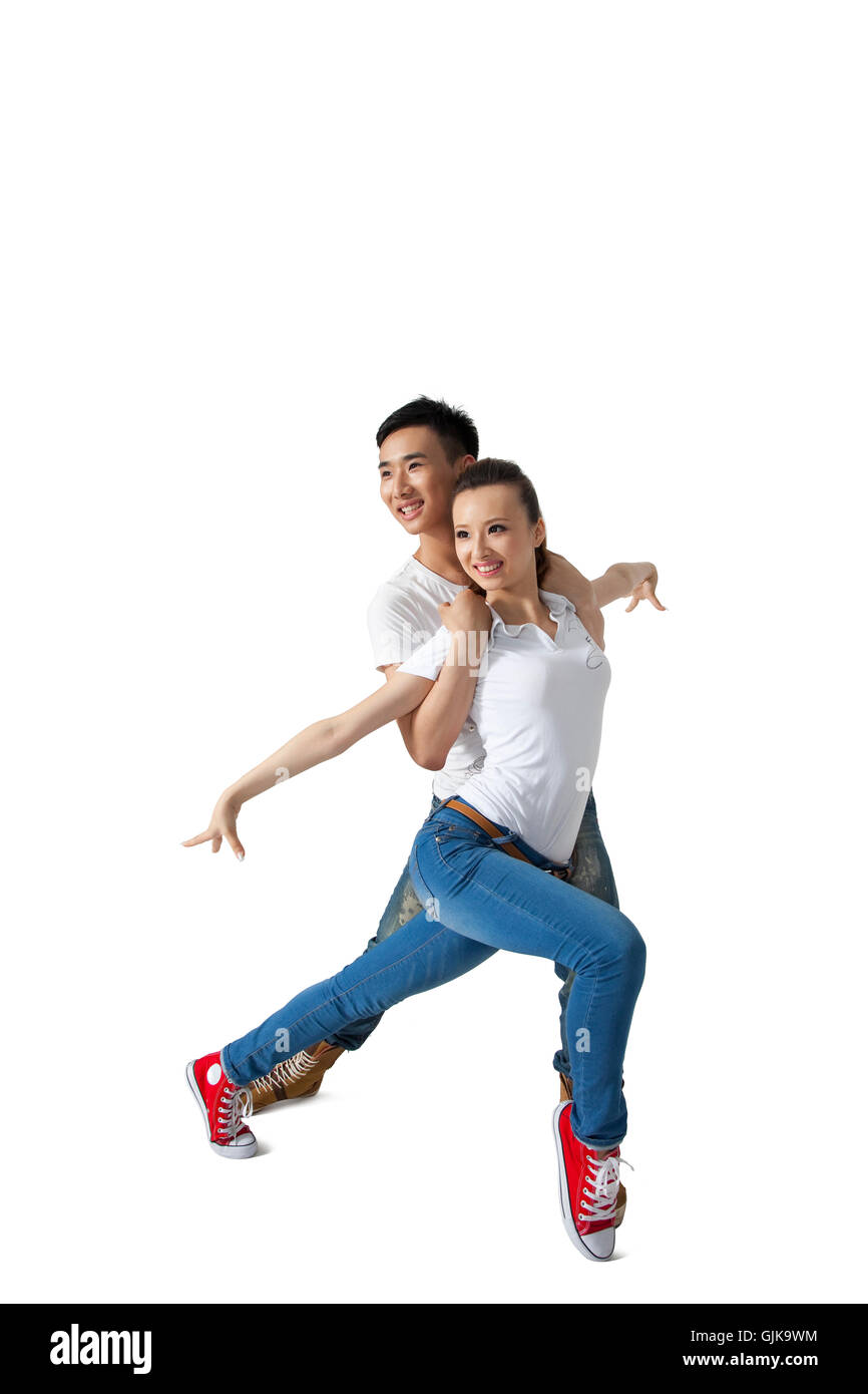 Studio shot young man dancing Stock Photo - Alamy