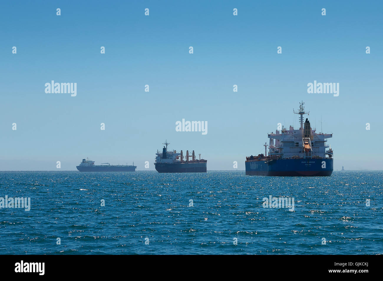 Pacific Basin Bulk Carrier, Kure Harbour And Other Cargo Ships Anchored ...