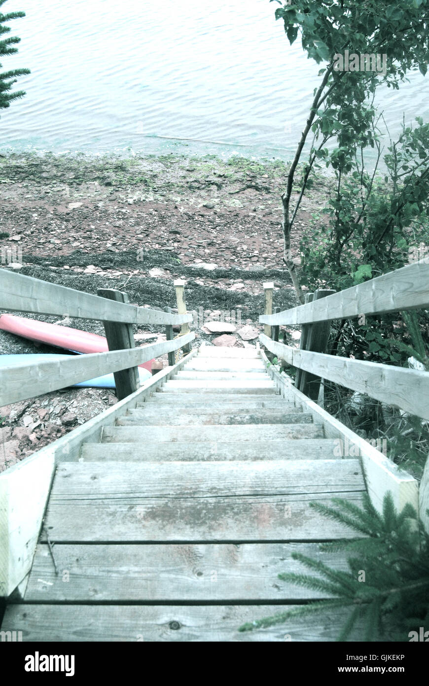 Steps down the cliff to the beach Stock Photo - Alamy