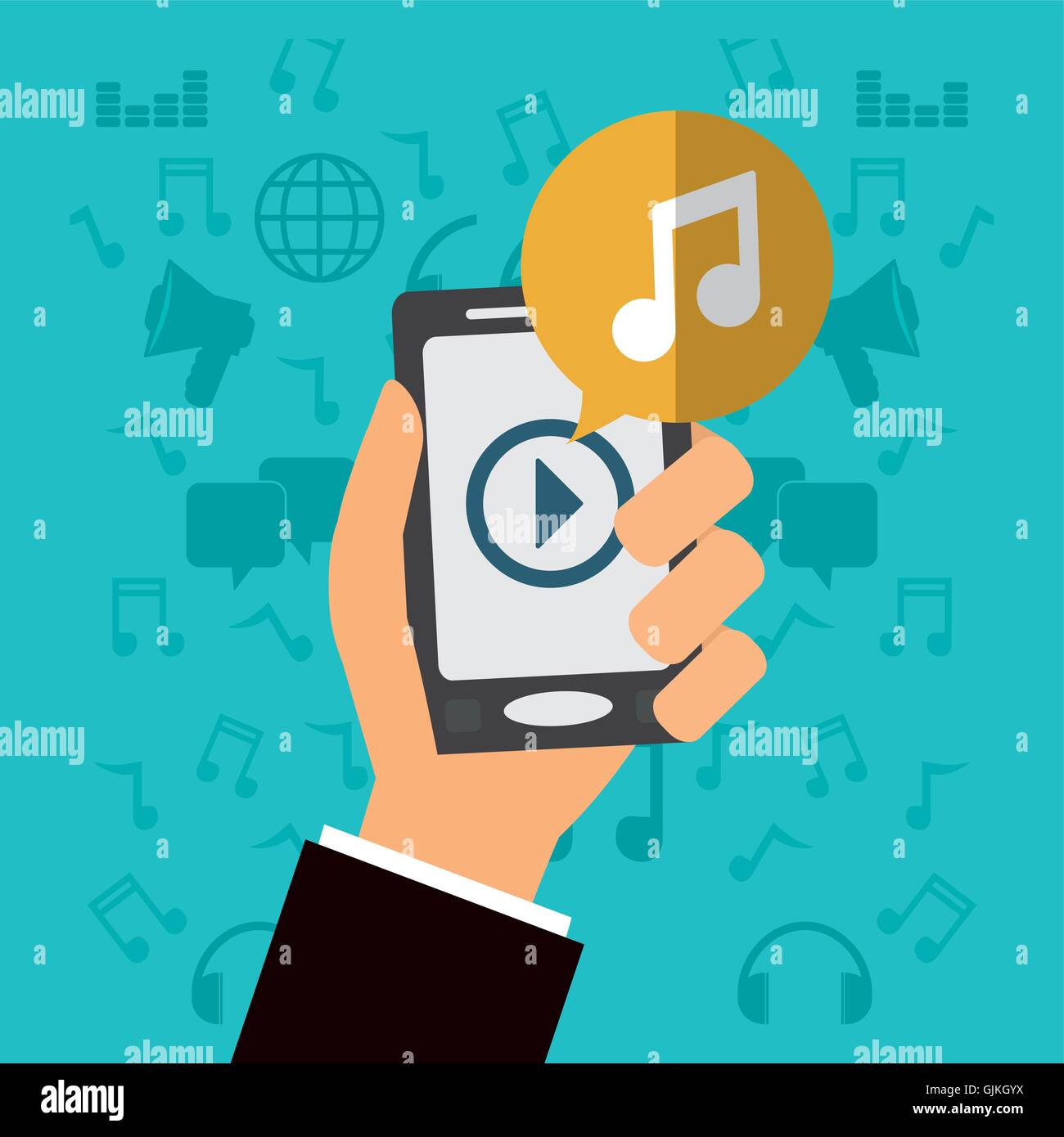 music note sound smartphone Stock Vector Image & Art - Alamy