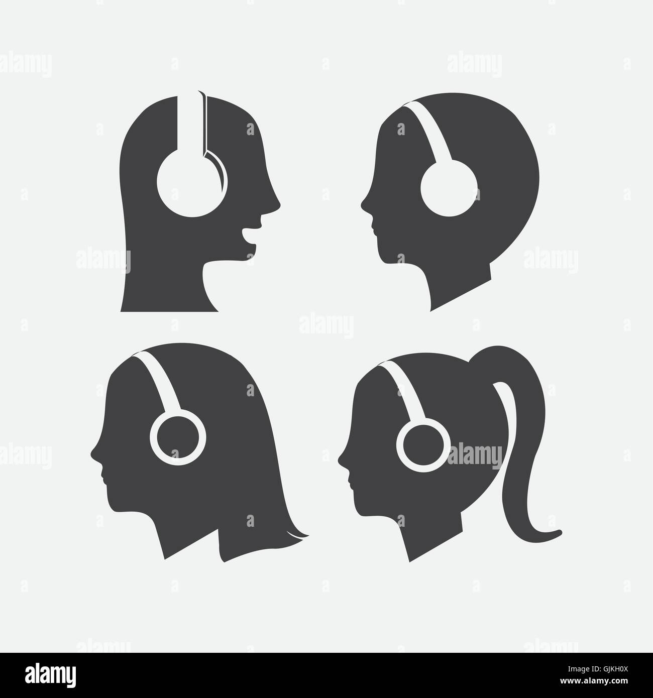 woman man headphone music sound infographic Stock Vector Image & Art ...