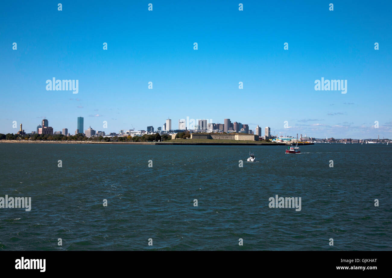 Fort Independence and Boston Waterfront from Boston Harbor Boston ...