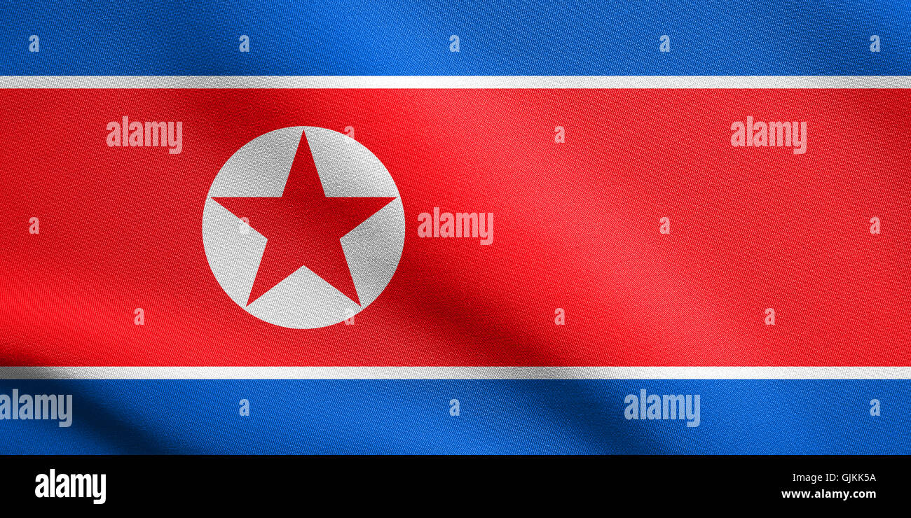 Flag of North Korea, Democratic Peoples Republic of Korea waving in the ...