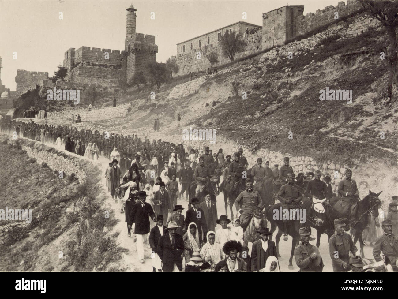 Austrian troops leaving Jerusalem, 1916 Stock Photo - Alamy