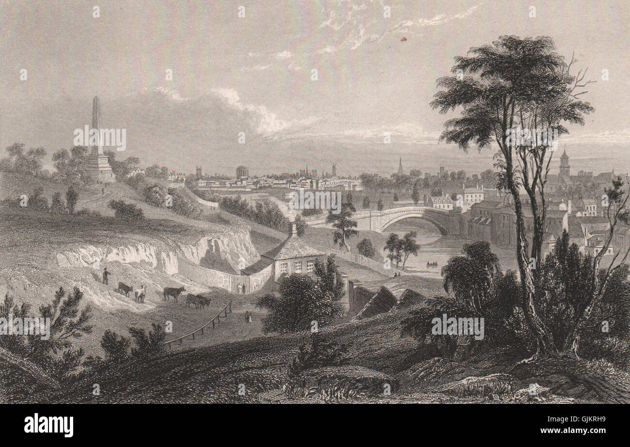 DUBLIN. Phoenix Park & Wellington Monument. Ireland, antique print 1855 ...