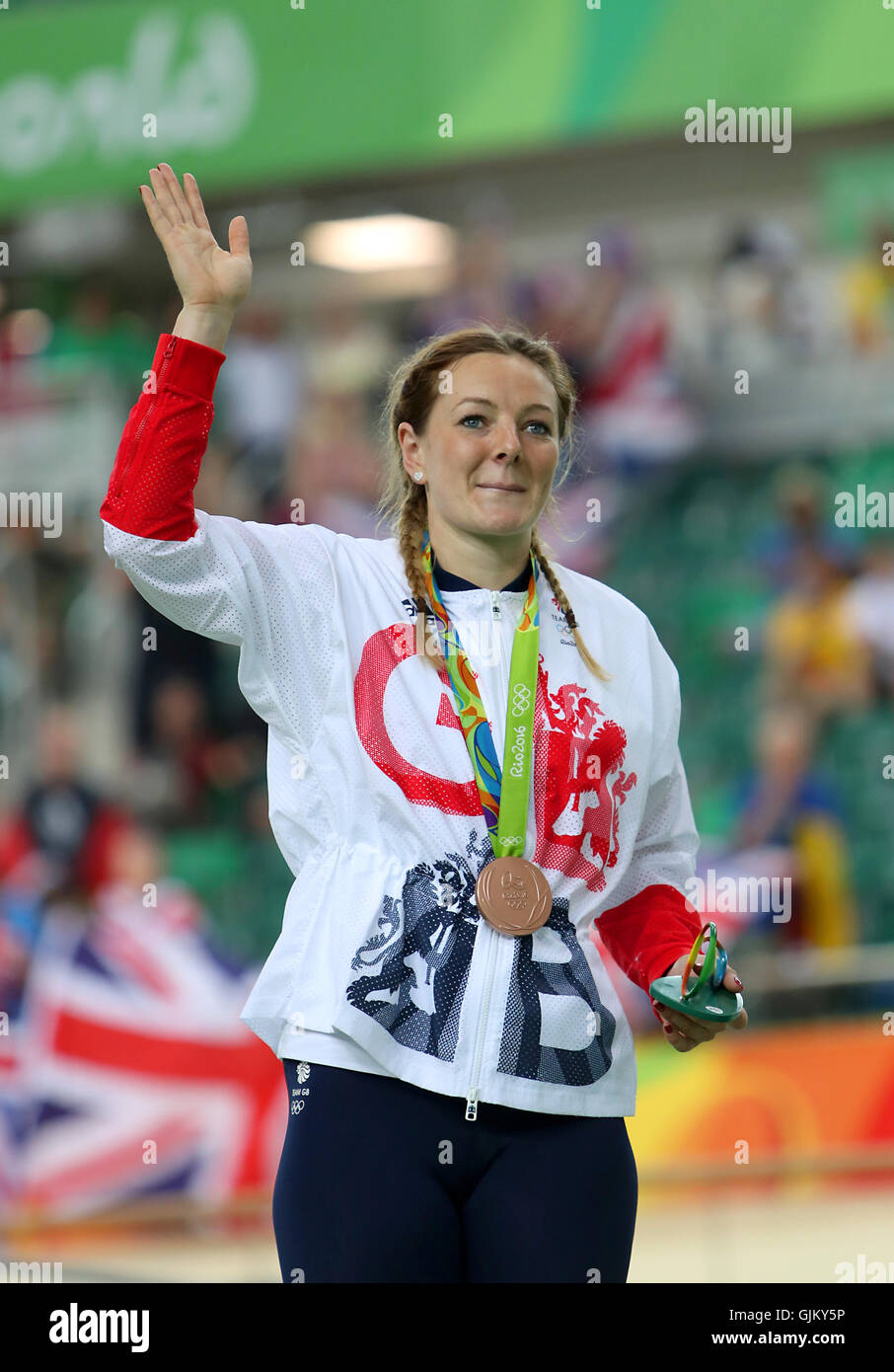 Great Britain's Katy Marchant on the podium after winning bronze in the ...