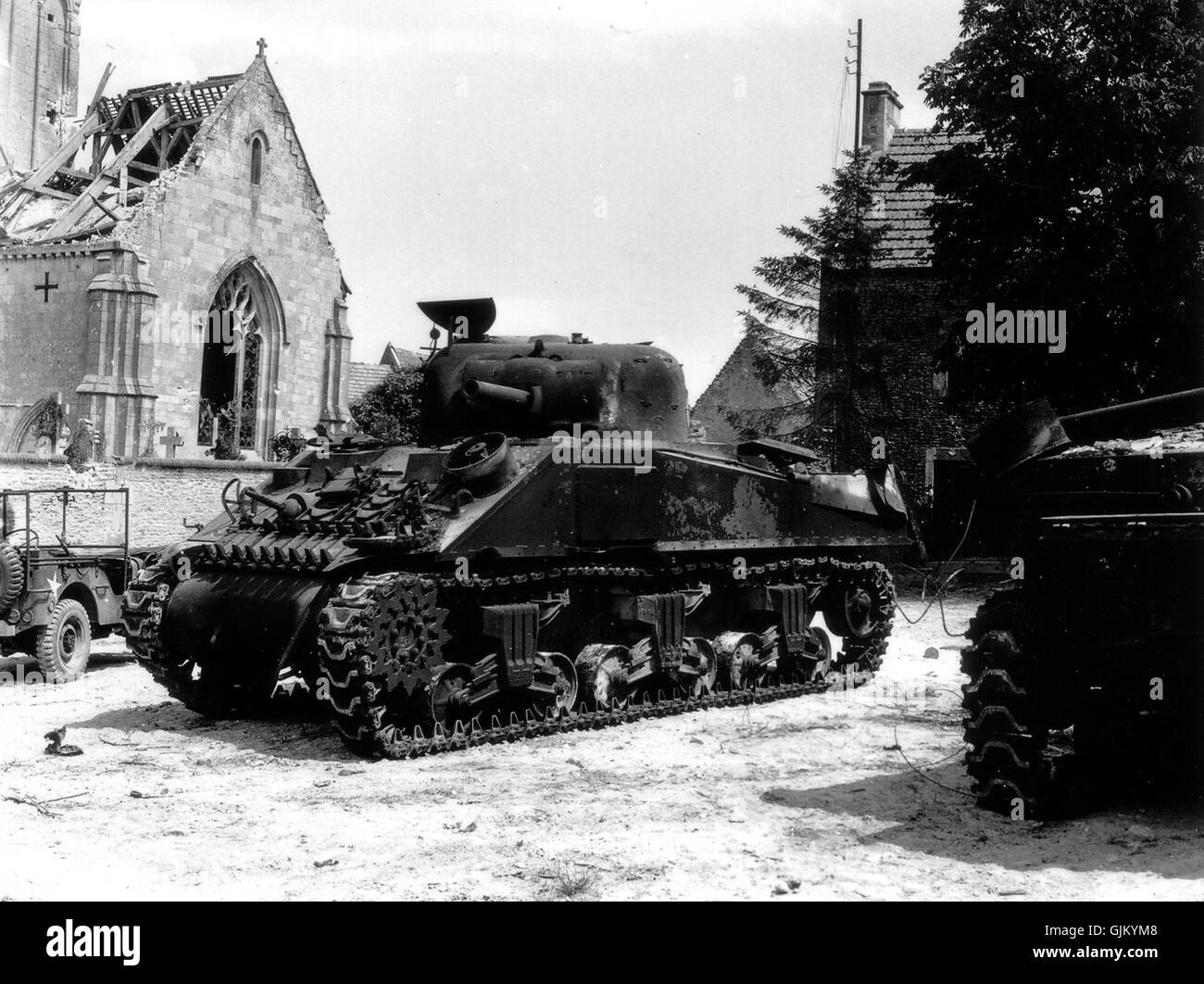 'Burnt out Sherman' refers to an image or historical document showing ...
