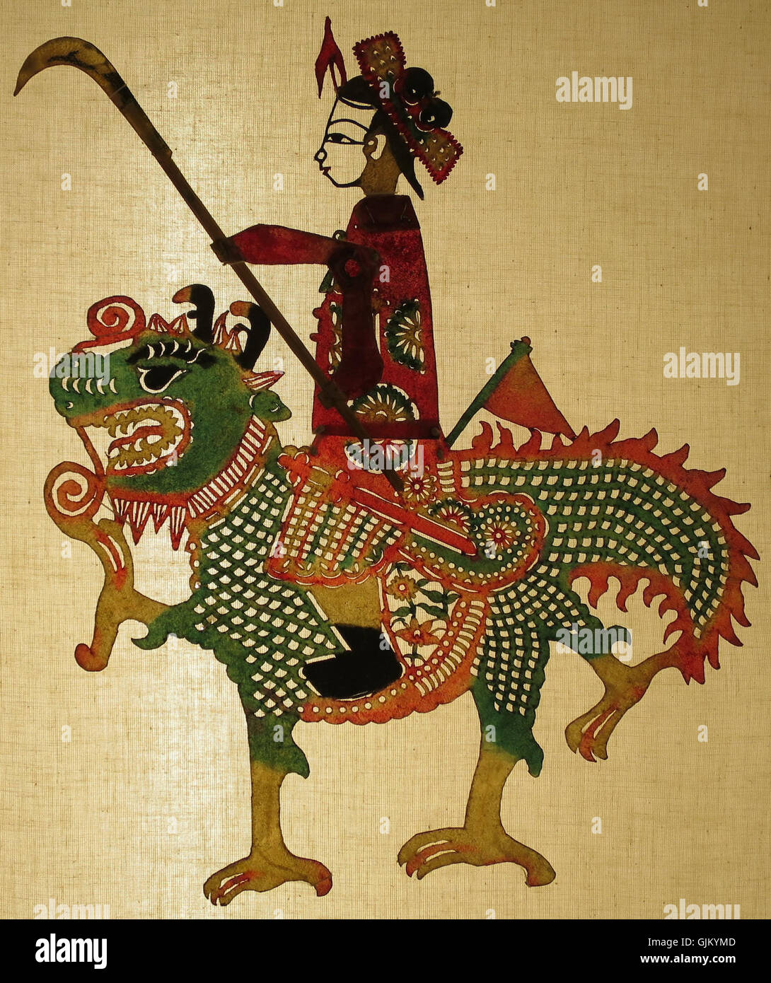 'Female Warrior on Magical Animal' is a shadow puppet from Gaoxiong ...