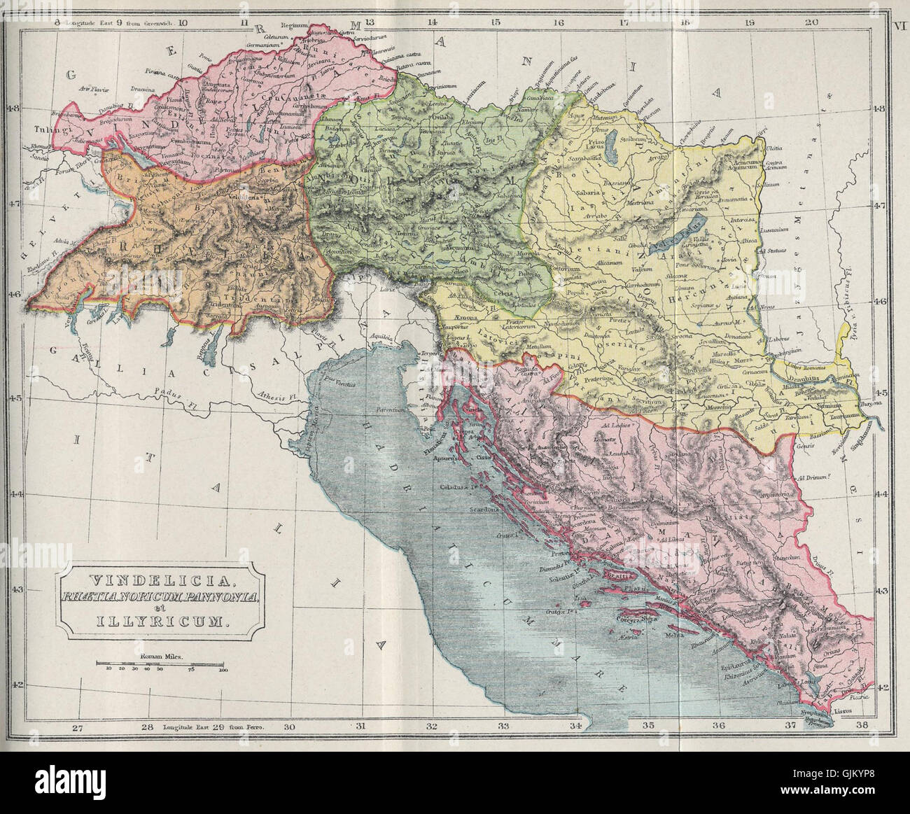 This title refers to a historical reference or map of Vindelicia and ...