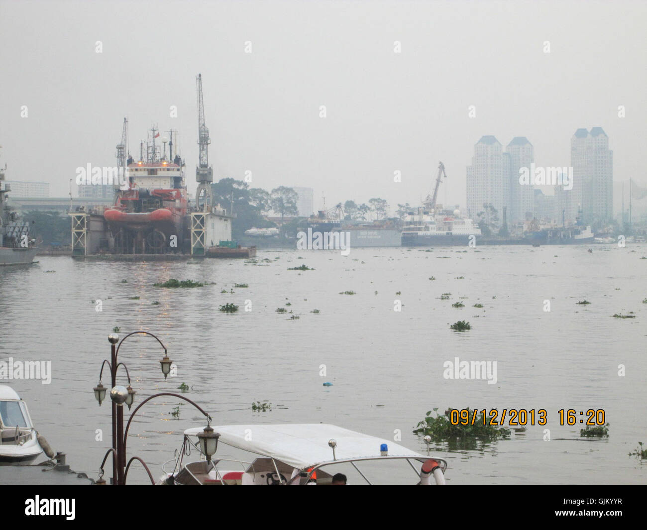 This image shows the 'Floating Dry Dock' on the Saigon River, a ...