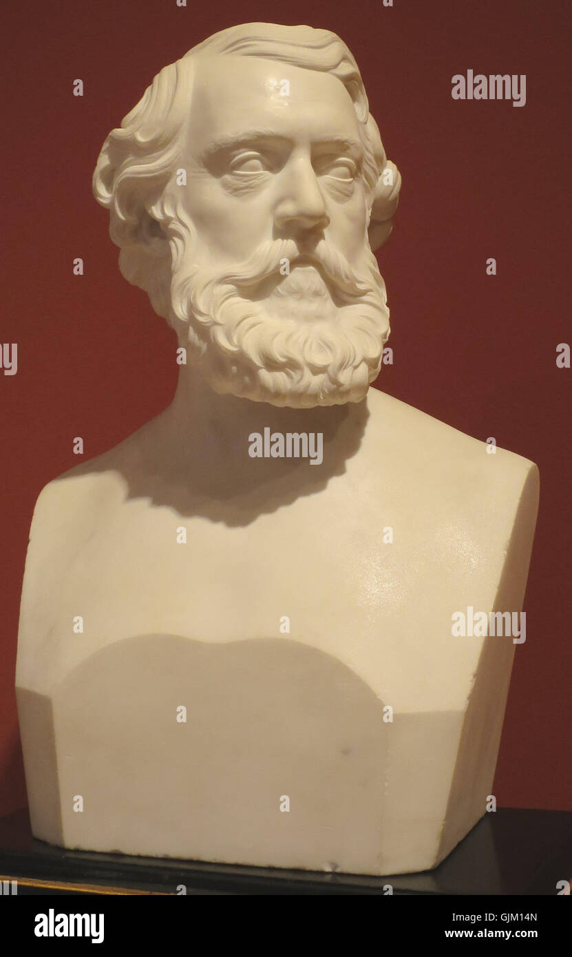 A sculpture of Henry Wadsworth Longfellow, created by Hiram Powers in ...