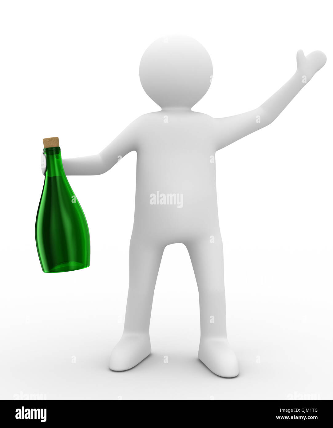 Men with bottle on white background. Isolated 3D image Stock Photo - Alamy
