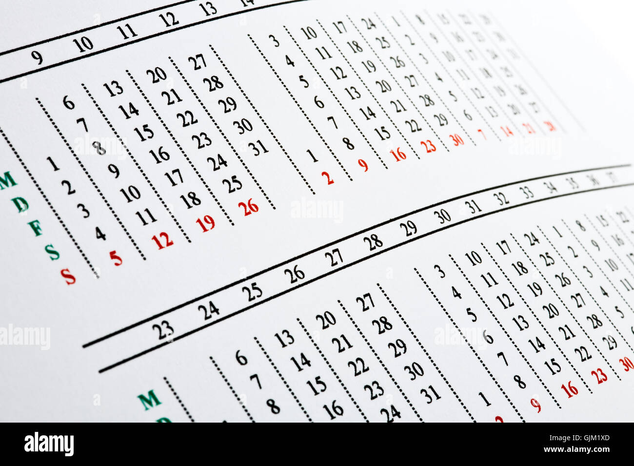 Week calendar hi-res stock photography and images - Alamy