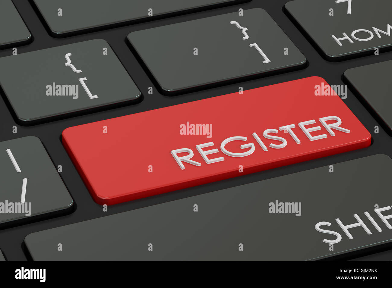 Register button, red hot key on keyboard. 3D rendering Stock Photo - Alamy