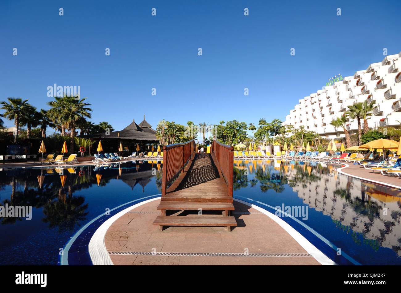 Bridge over pool Stock Photo - Alamy