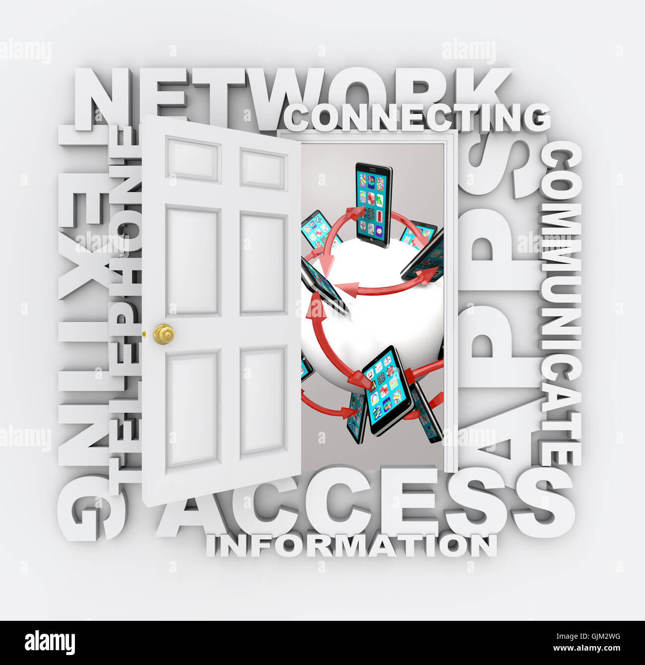 Open Door to Smart Phone App Network Stock Photo - Alamy