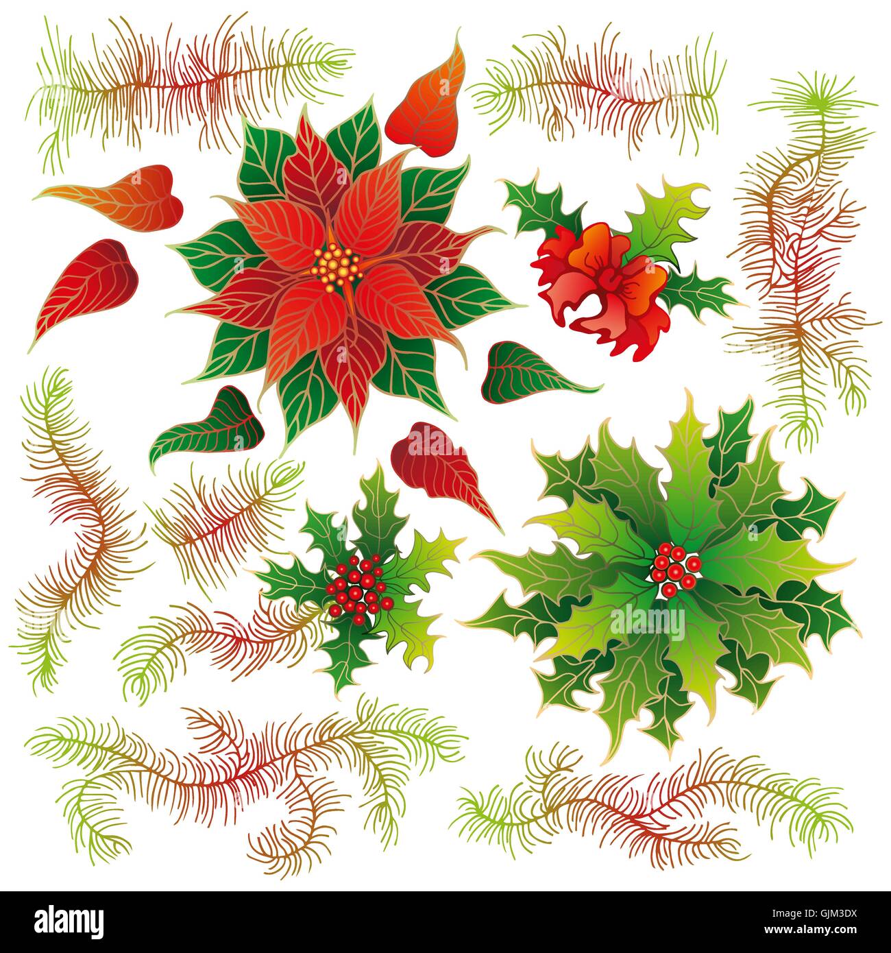 Christmas background poinsettia tree Stock Vector Images - Alamy