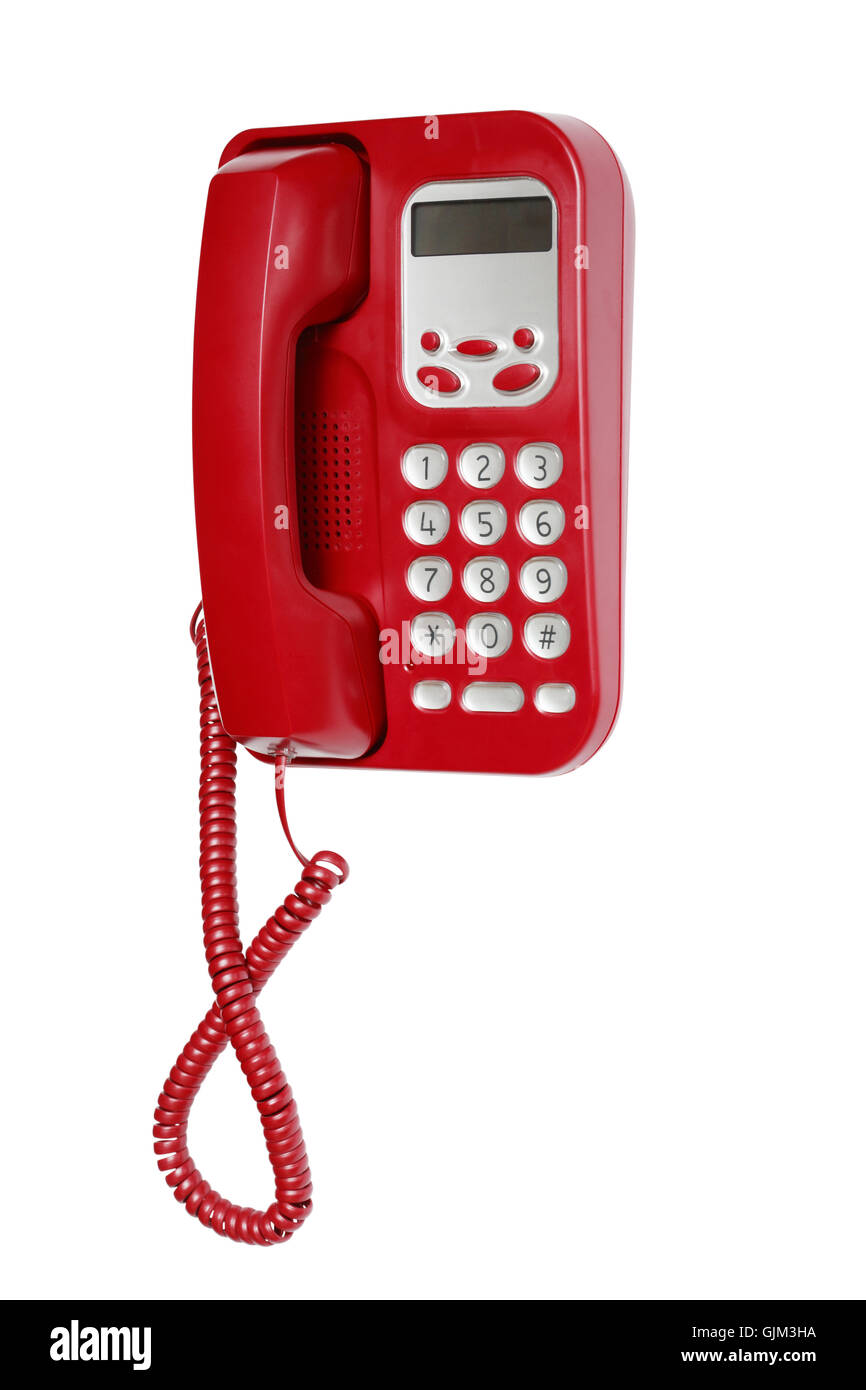 Red Telephone On White Stock Photo - Alamy