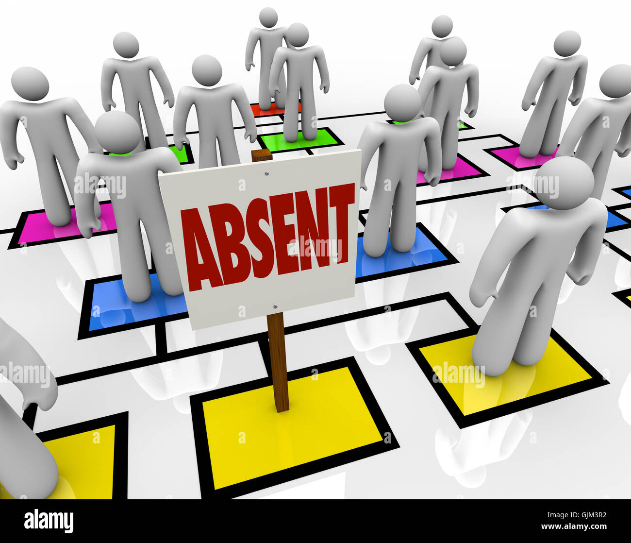 Absent Person on Organizational Chart - Lateness or Tardiness Stock ...