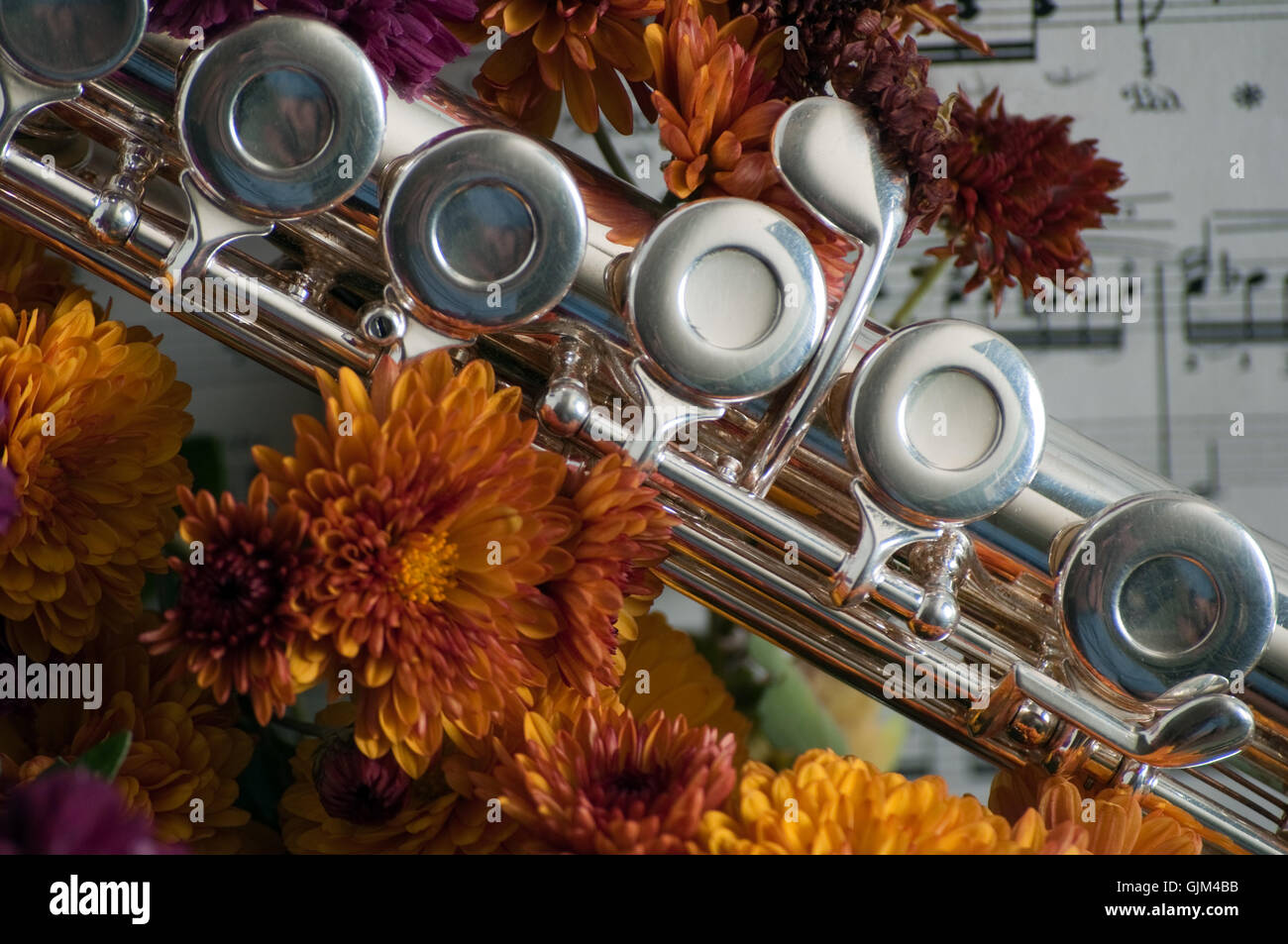 Flute flowers sheet music hi-res stock photography and images - Alamy