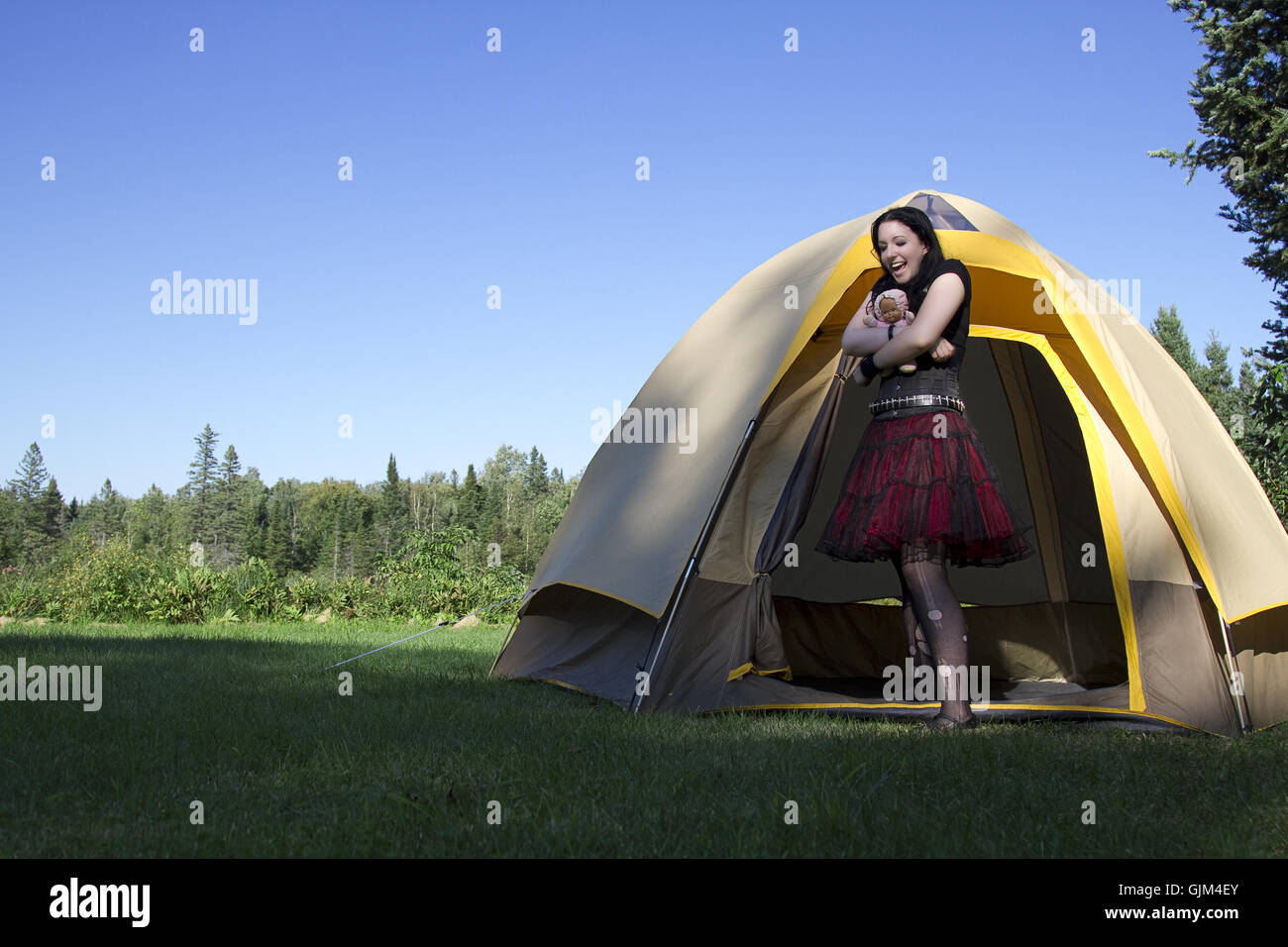 A goth camping Stock Photo - Alamy
