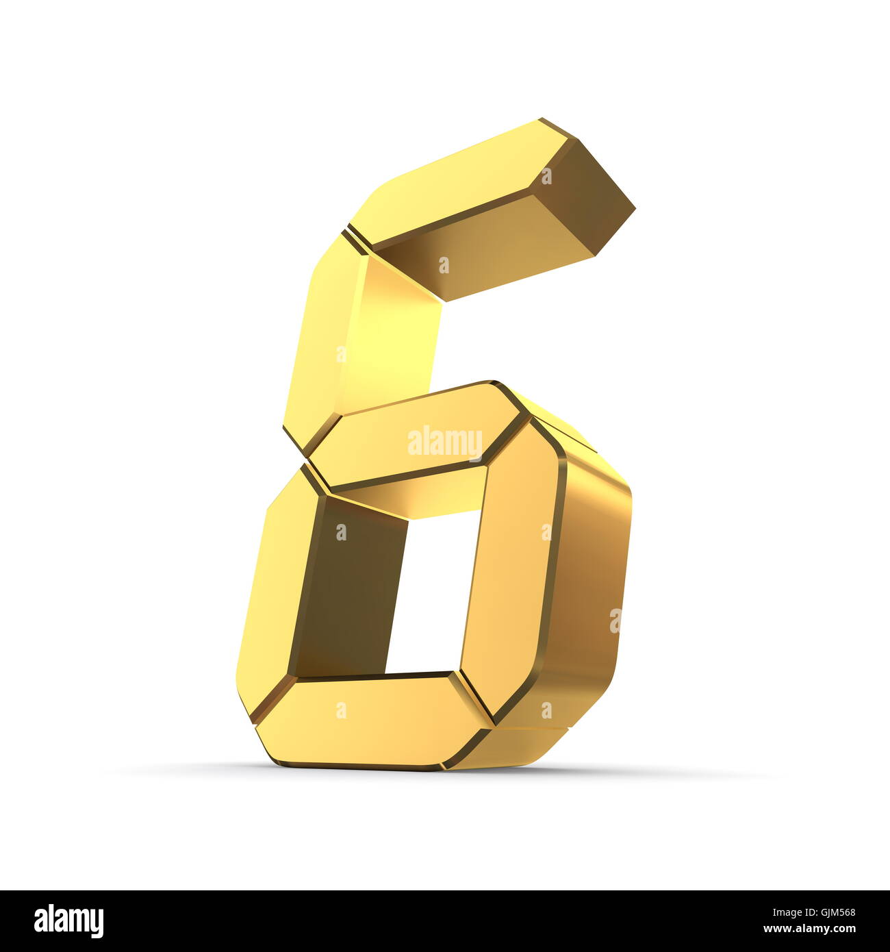 Shiny Number 6 - LCD Look Gold Stock Photo - Alamy