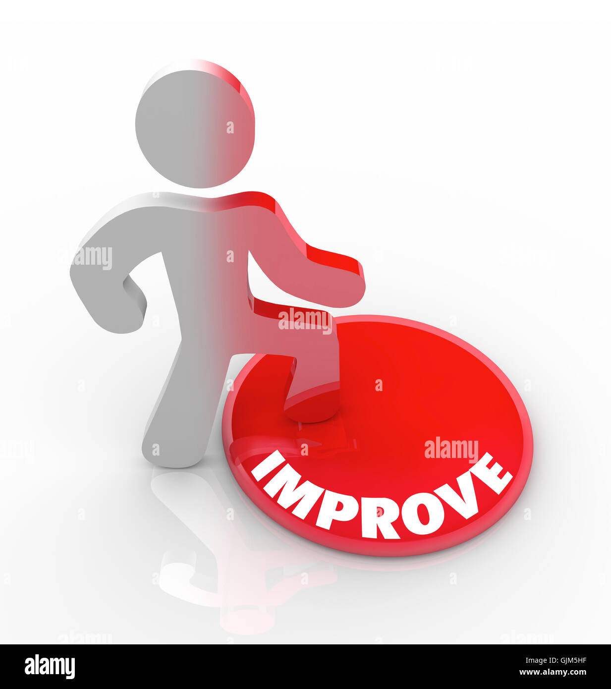 Improve - Person Steps on Button and Changes Growth Stock Photo - Alamy