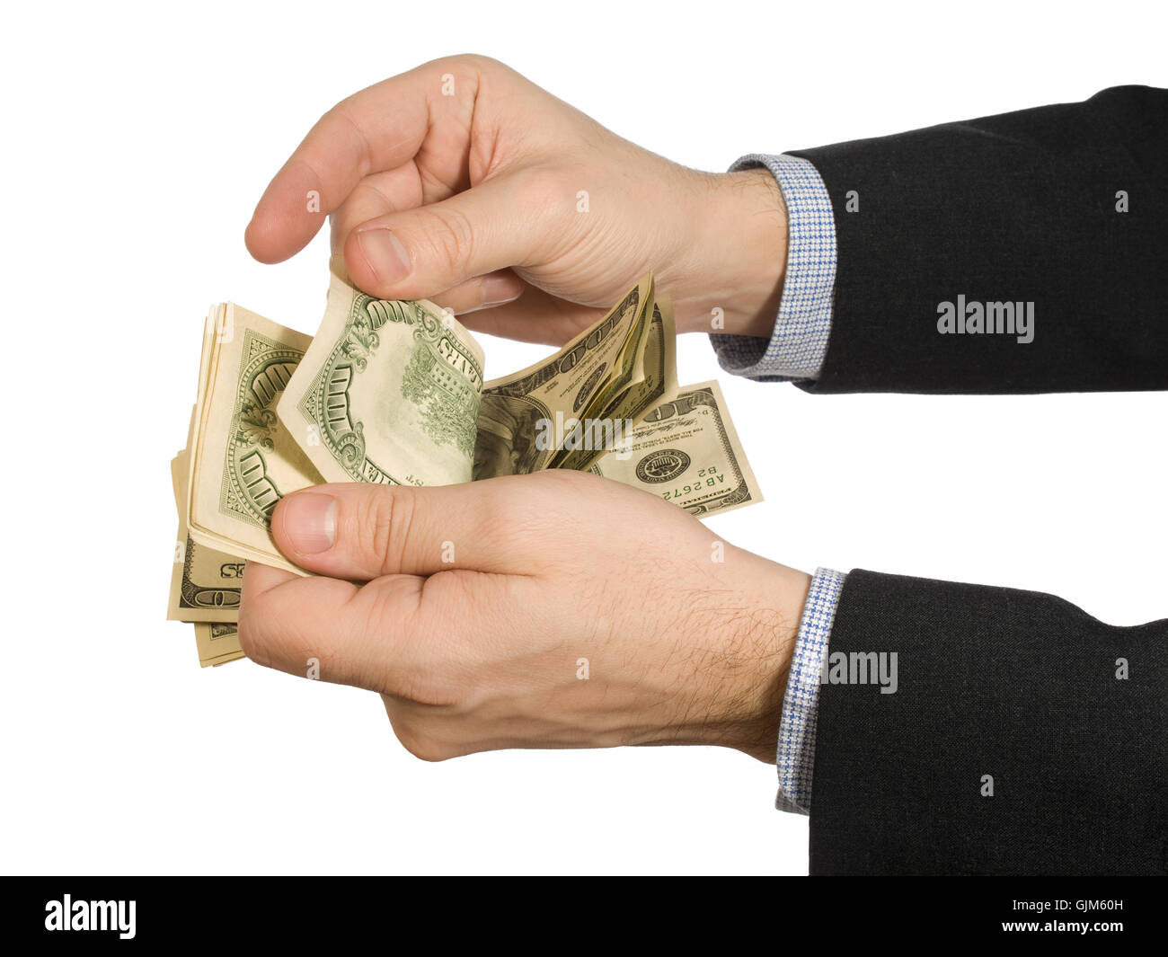Man counting 100 dollar bills hi-res stock photography and images - Alamy