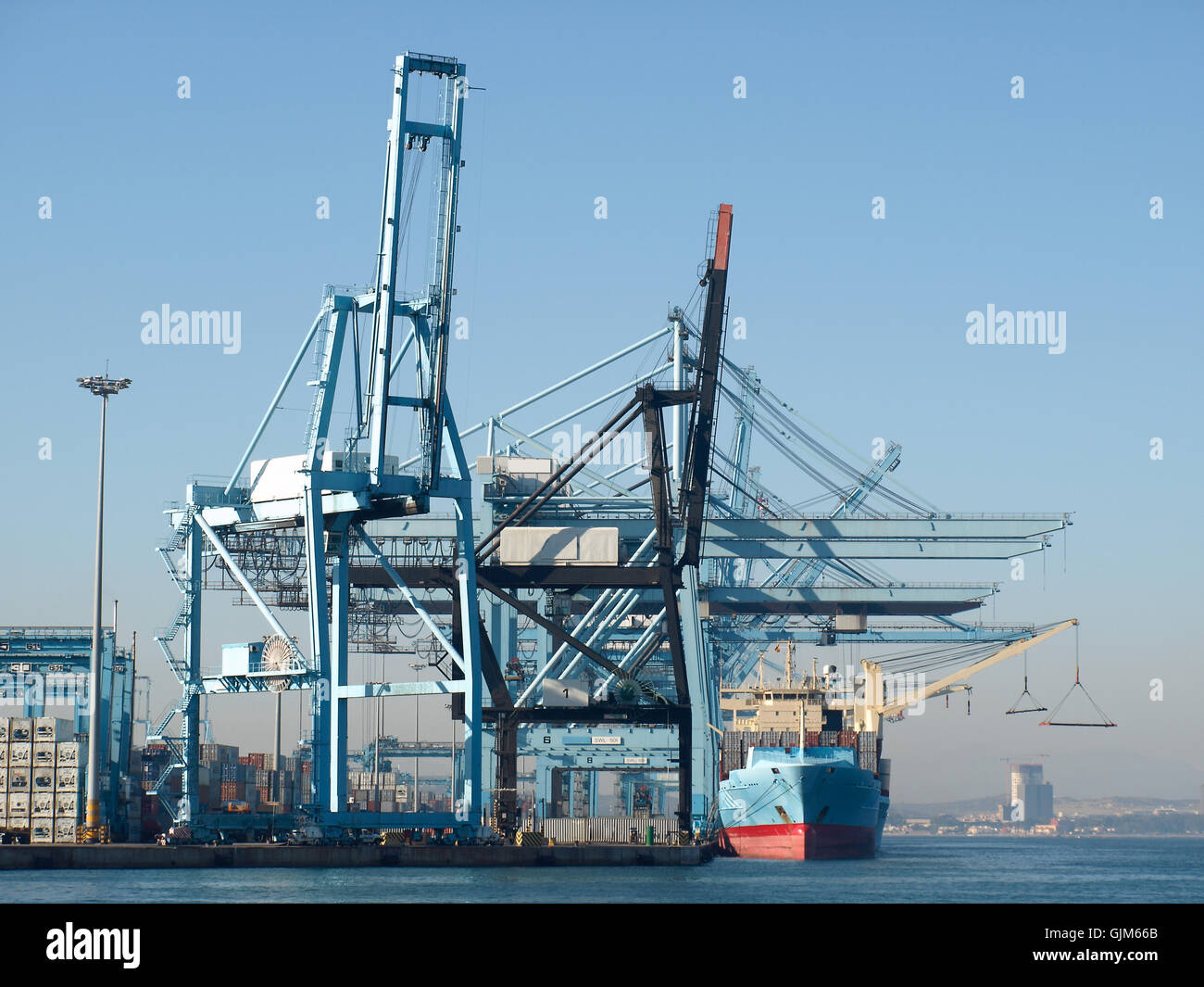 container ship harbor logistics Stock Photo - Alamy