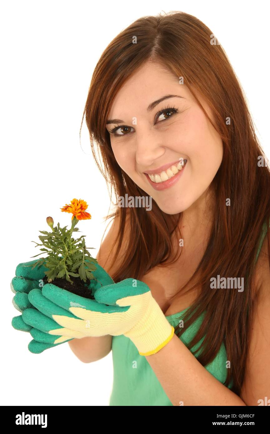 Pretty Gardening Woman Stock Photo - Alamy