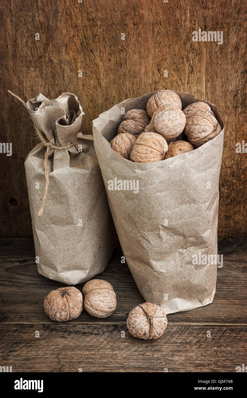 Nuts in paper bags Stock Photo - Alamy