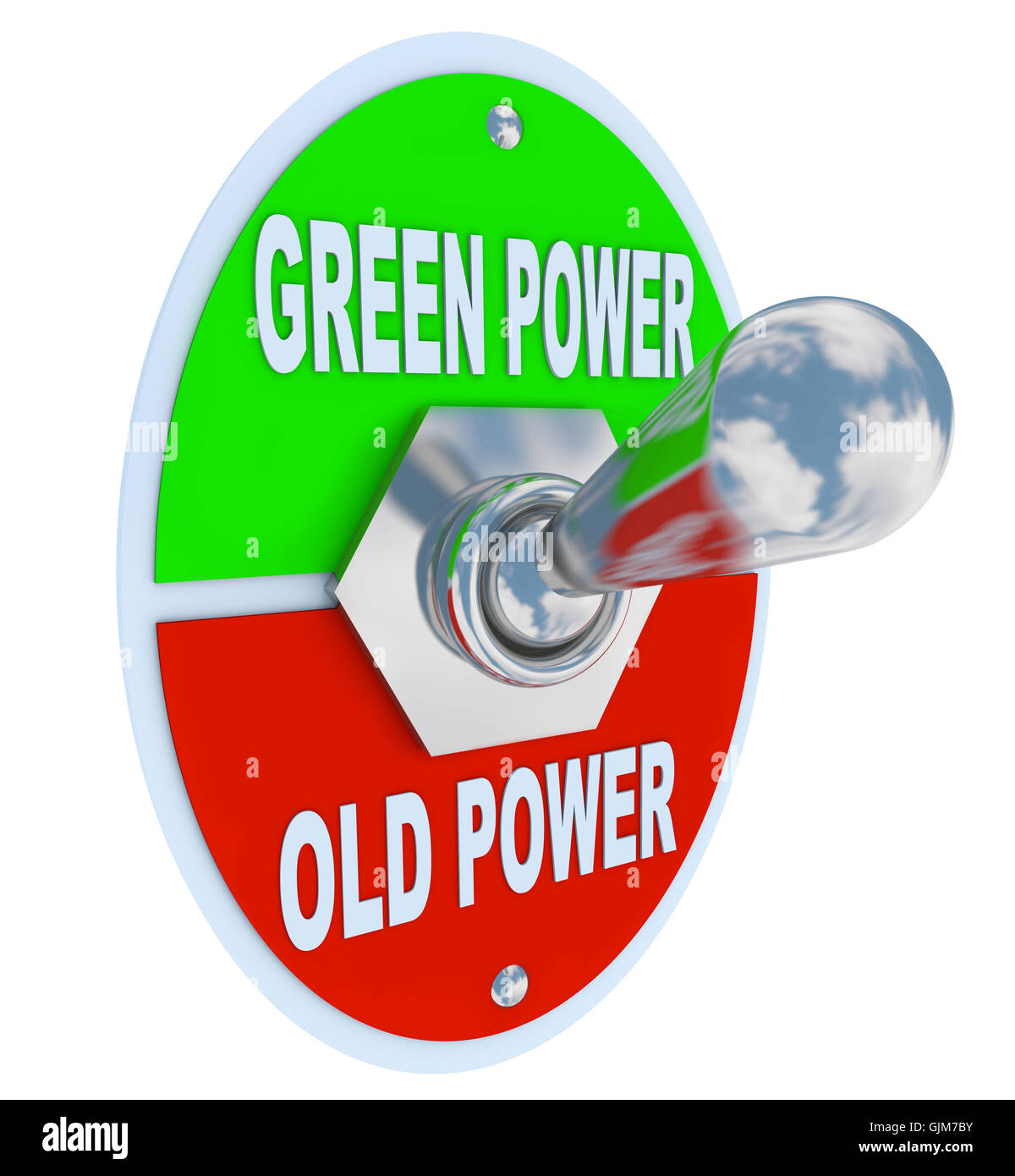 Green vs. Old Power - Energy Toggle Switch Stock Photo - Alamy