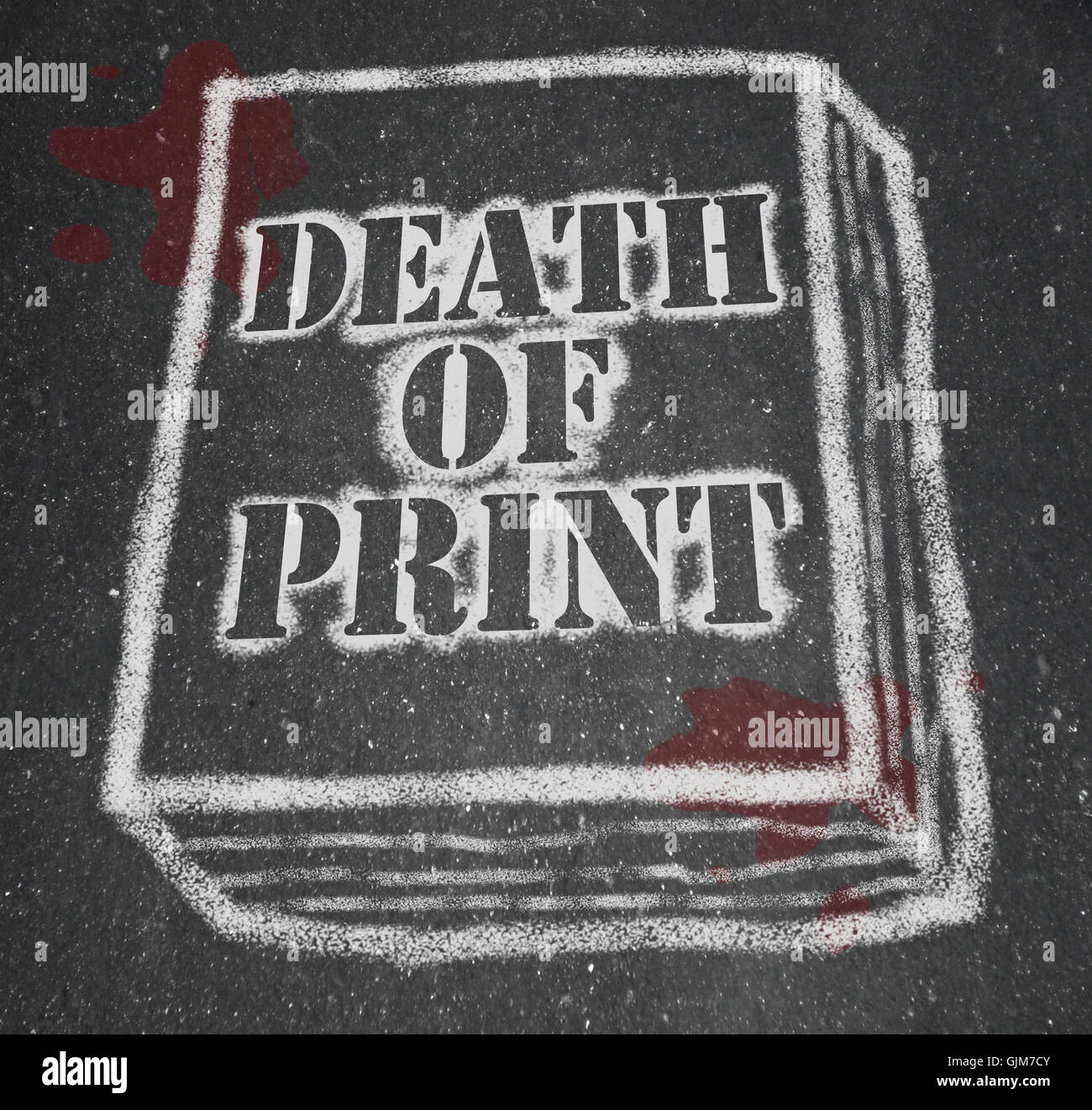 Death of Print - Chalk Outline of Book Stock Photo - Alamy