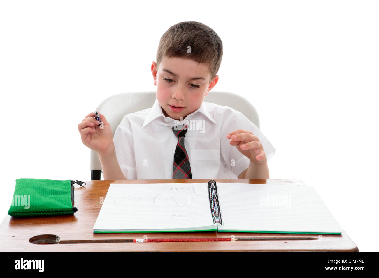 School student examining his work Stock Photo - Alamy