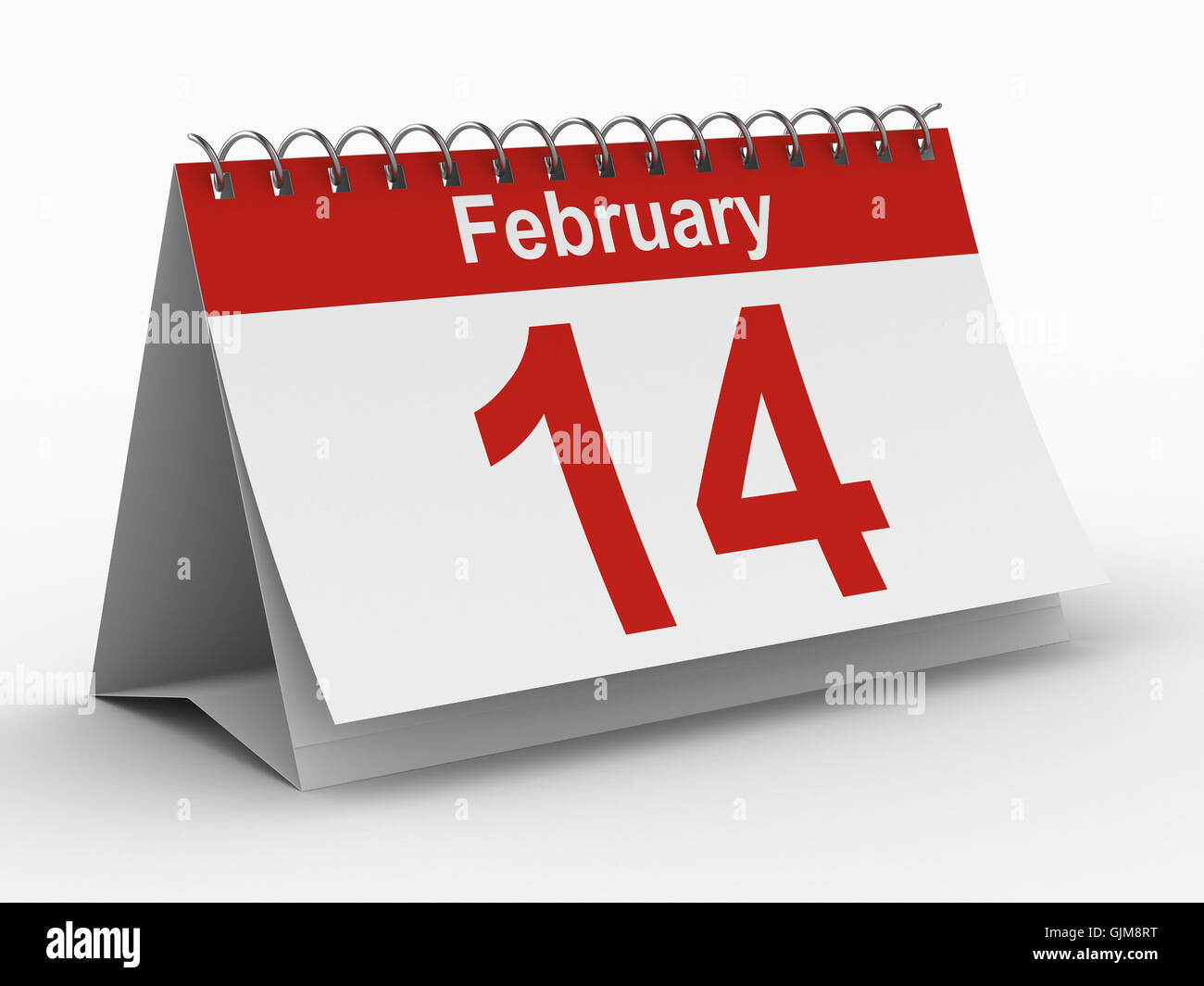 14 february calendar on white background. Isolated 3D image Stock Photo ...