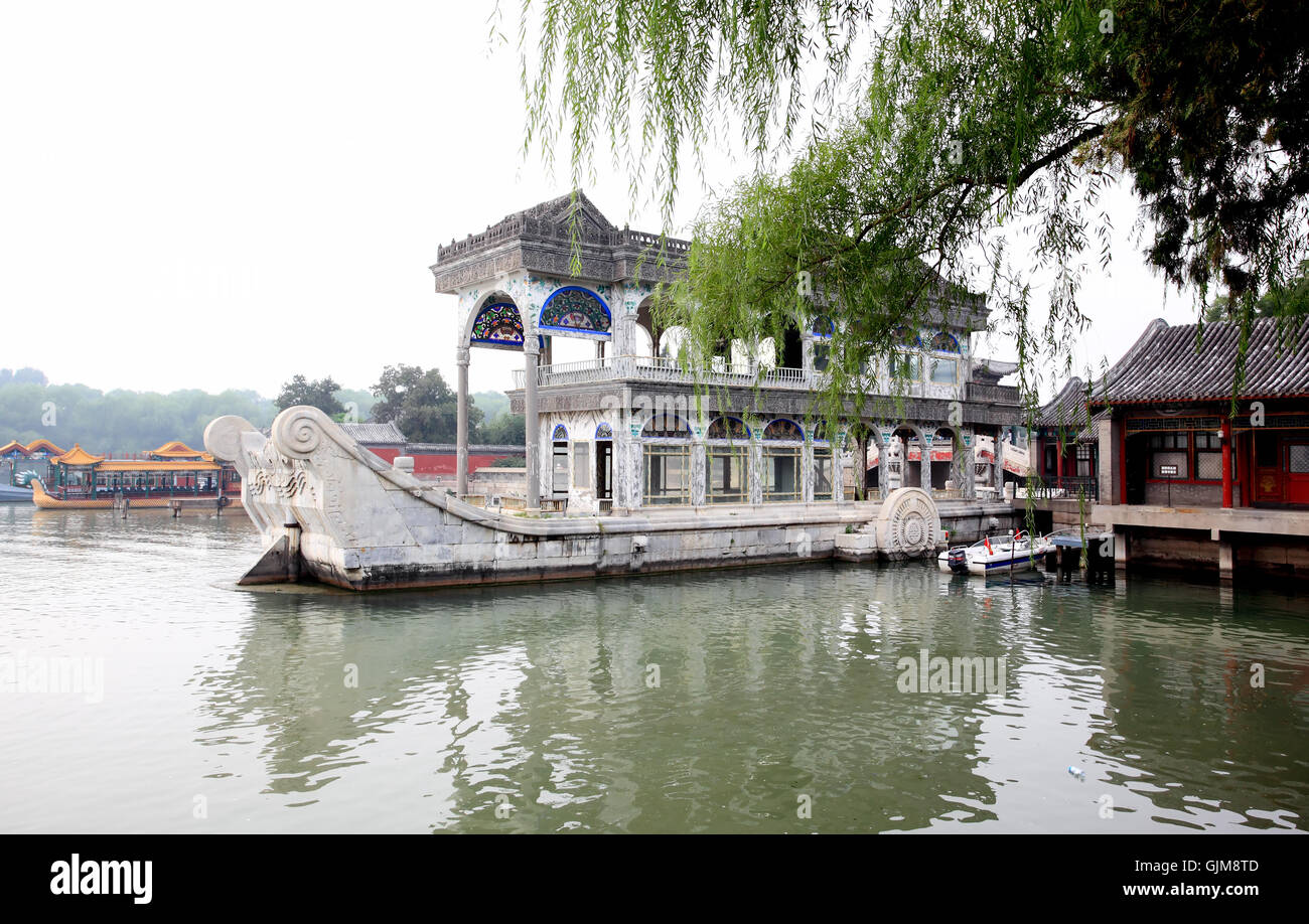 Marble boat on the Summer Palace lake Stock Photo - Alamy