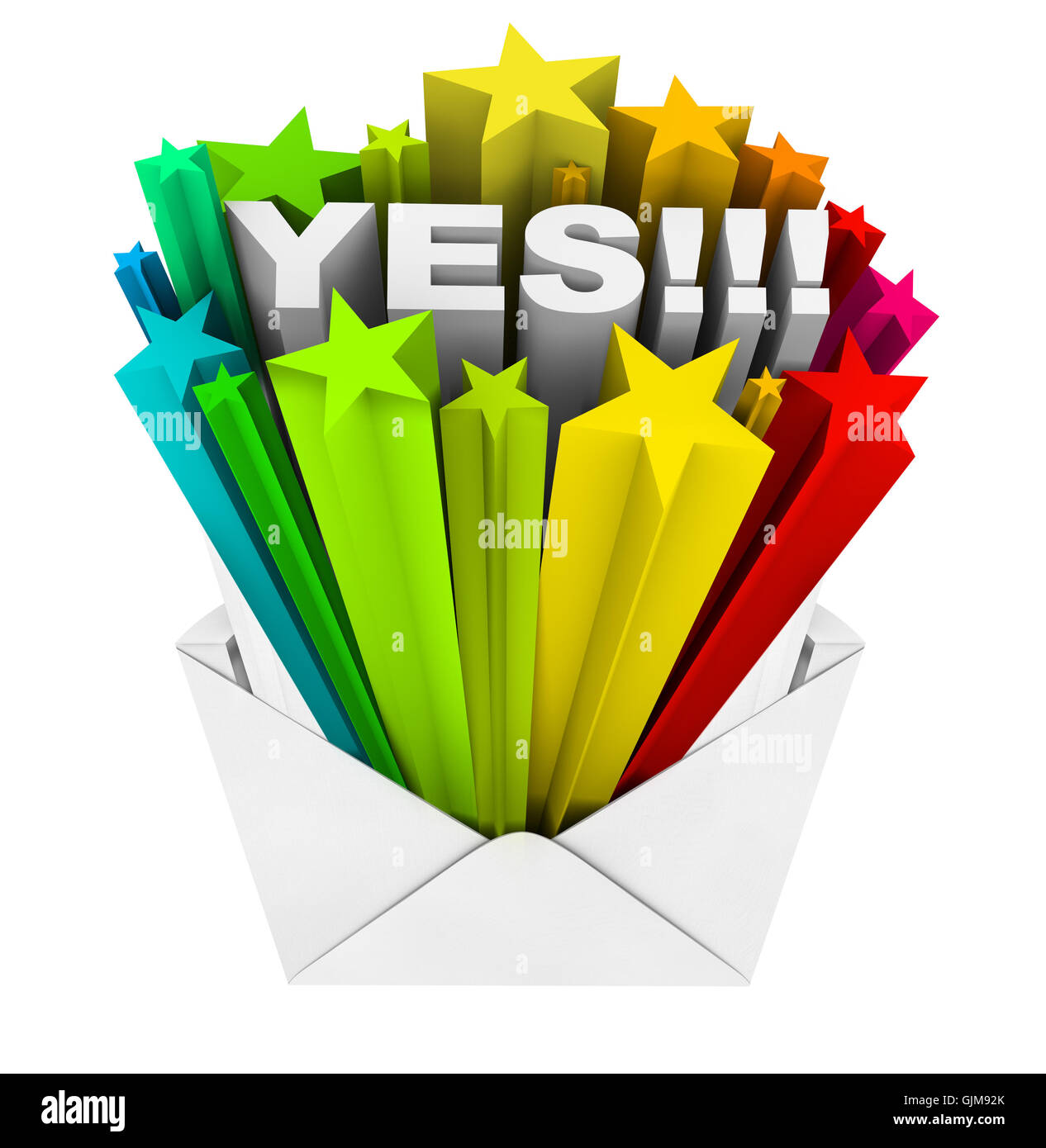 Yes - Stars Bursting in Celebration of Approval Stock Photo - Alamy