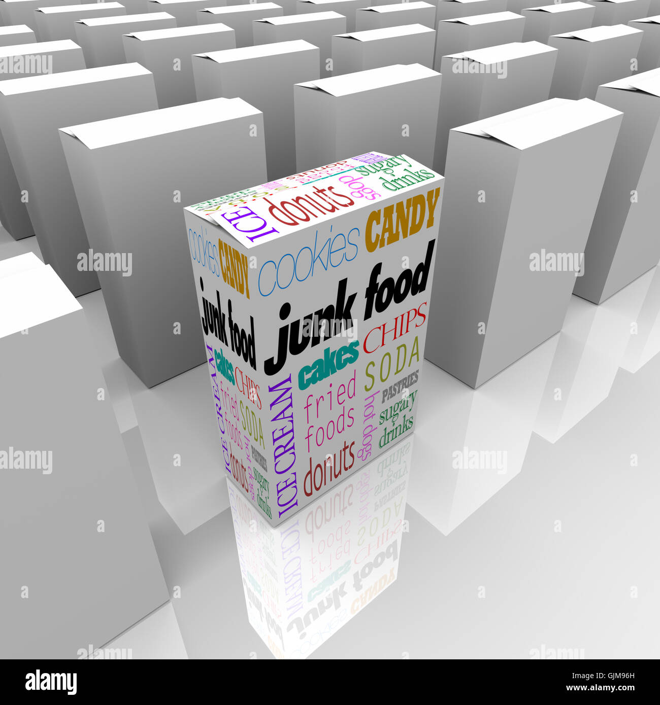 Junk Food Boxes on Grocery Store Shelf Stock Photo - Alamy