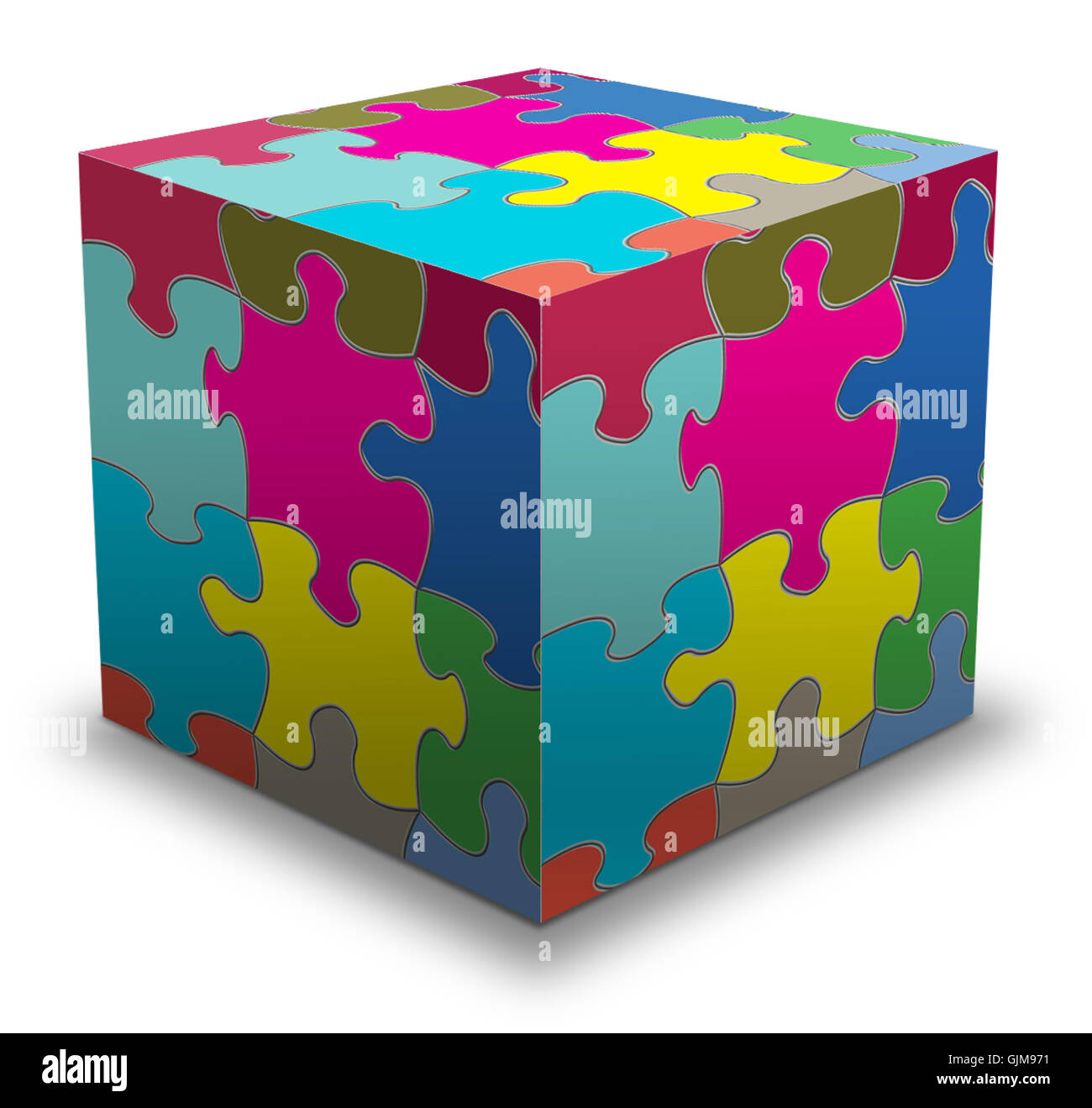3d cube blue white square business concept puzzle hi-res stock ...