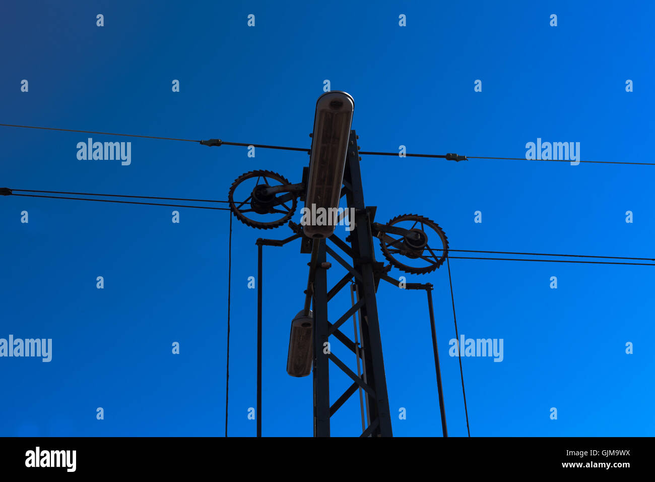 Overhead contact wiring Stock Photo - Alamy