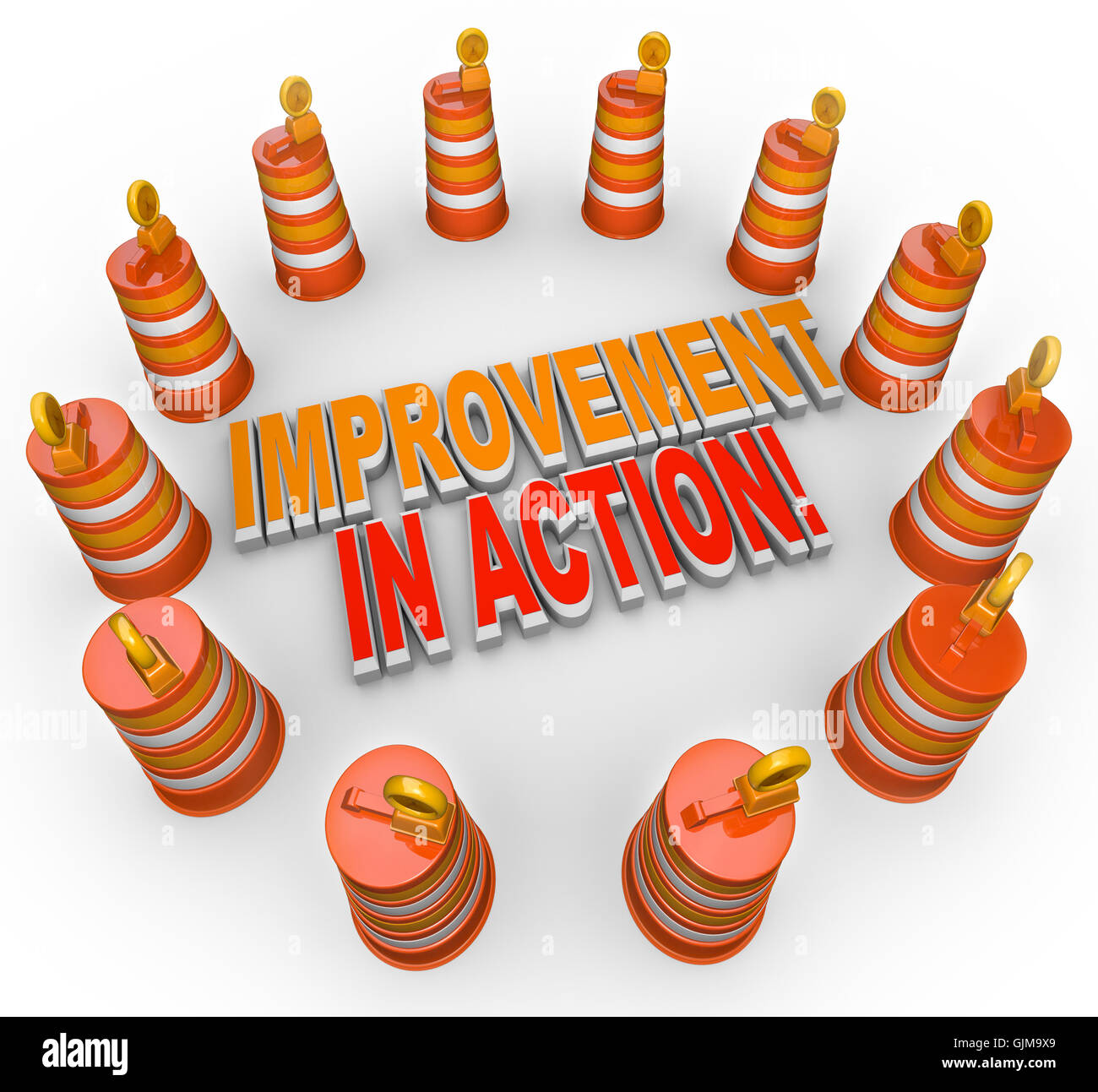 Improvement in Action - Construction Barrels Work Progress Stock Photo ...