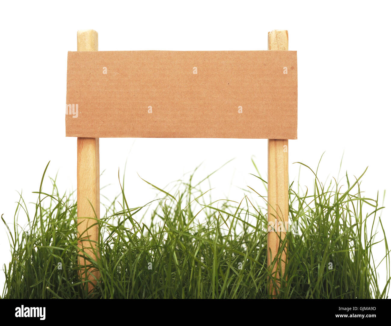 cardboard sign with grass isolated on a white background Stock Photo ...