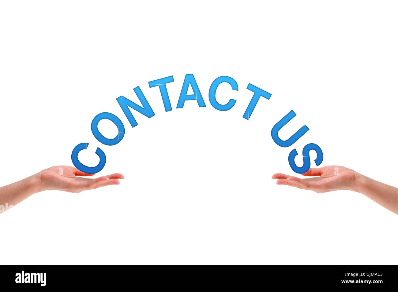 Hands holding the word contact us Stock Photo - Alamy