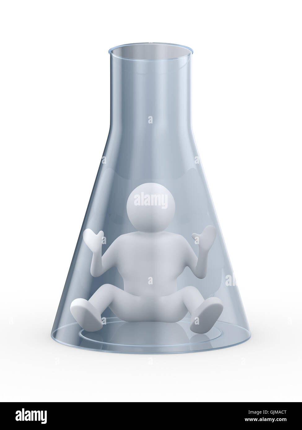 man in test tube on white background. Isolated 3D image Stock Photo - Alamy