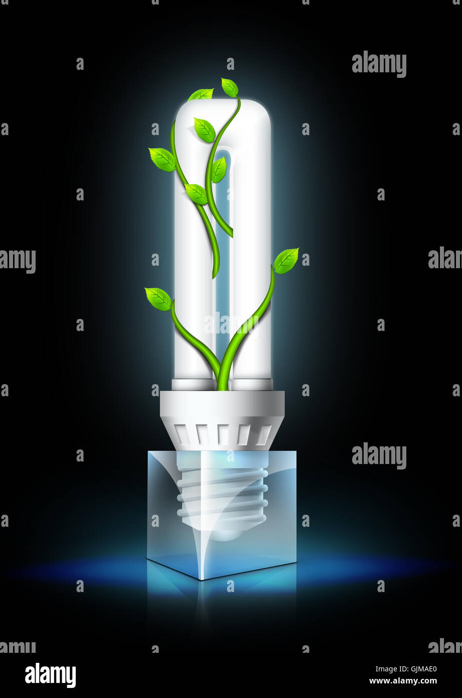 Luminous Bulb With Plant Stock Photo - Alamy
