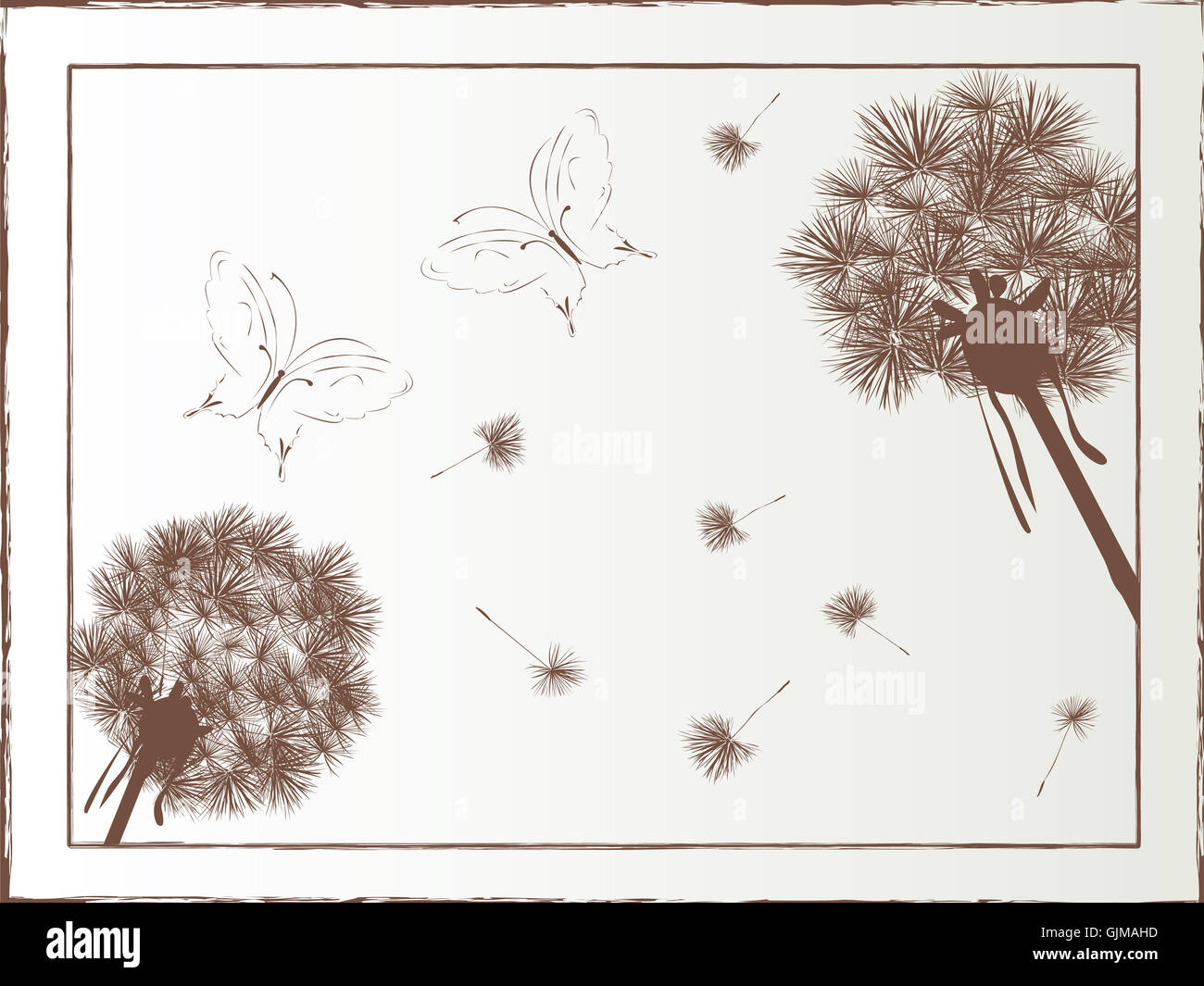Dandelion and butterfly Stock Photo - Alamy