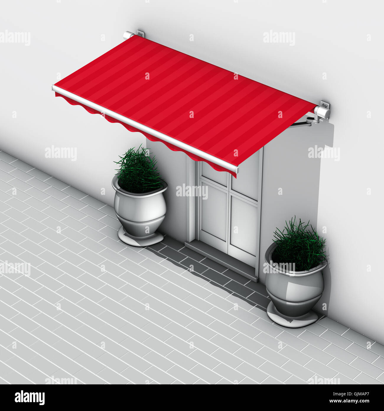 Awning red stripes Stock Photo - Alamy