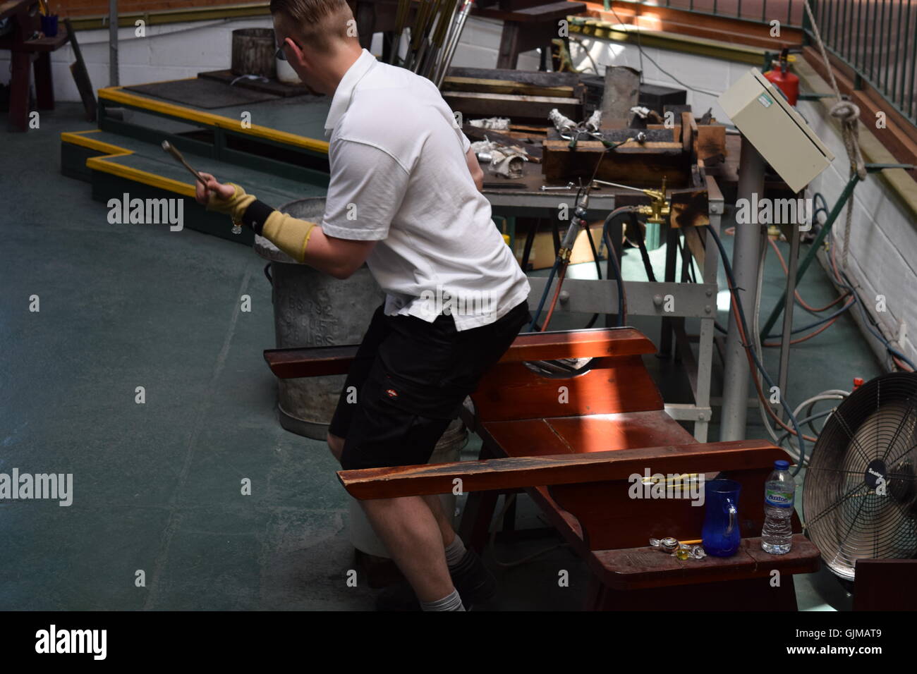 Glass blower working Stock Photo - Alamy